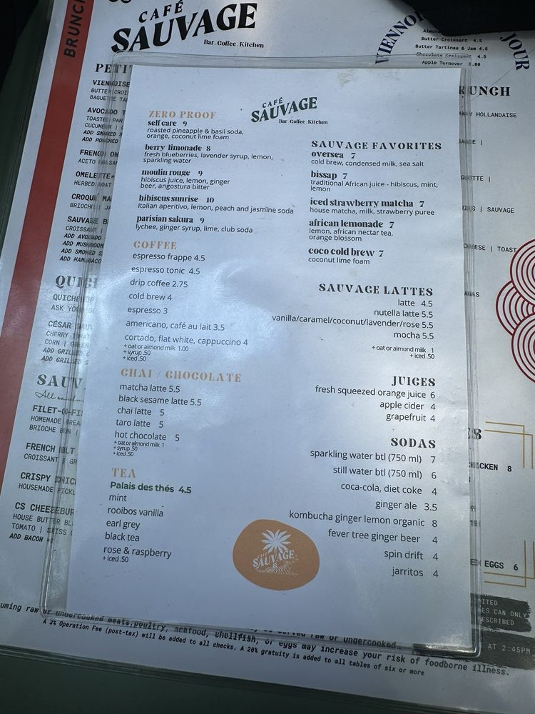 Café Sauvage Menu (Full Menu Update 2025)